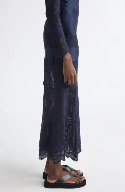 Rabanne Lace And Jersey Maxi Skirt - Deep Navy