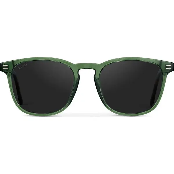 WMP EYEWEAR Nick 51mm Polarized Rounded Square Sunglasses - Emerald Green