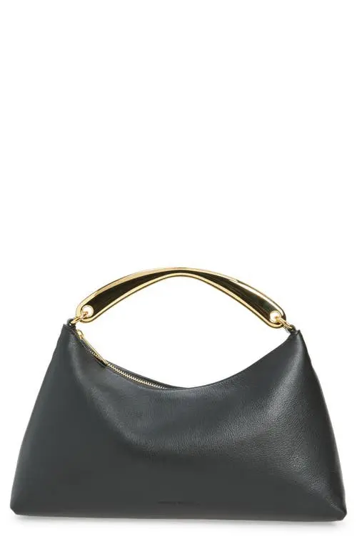 MANSUR GAVRIEL Rhea Metal Handle Leather Handbag - Black