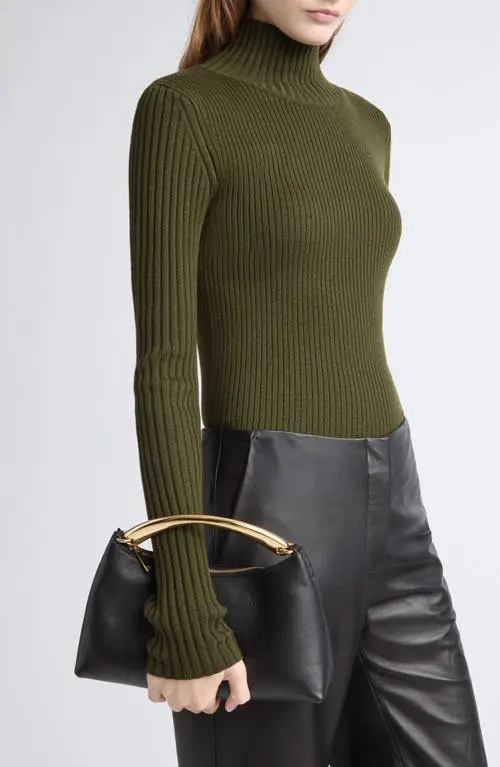 MANSUR GAVRIEL Rhea Metal Handle Leather Handbag - Black