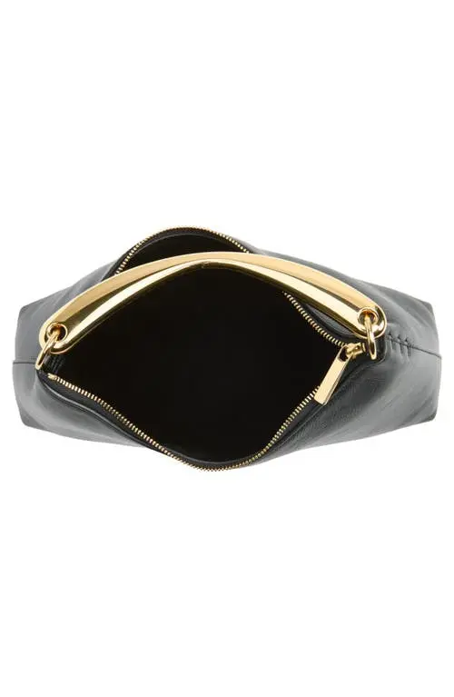 MANSUR GAVRIEL Rhea Metal Handle Leather Handbag - Black