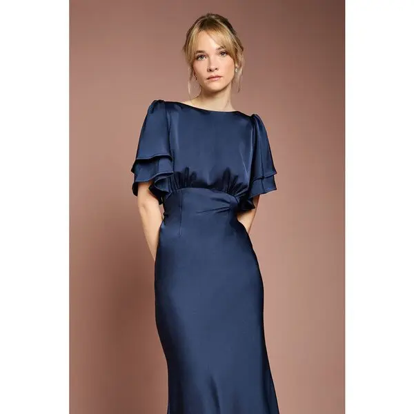 Coast High Neck Crepe Maxi Dress - Navy
