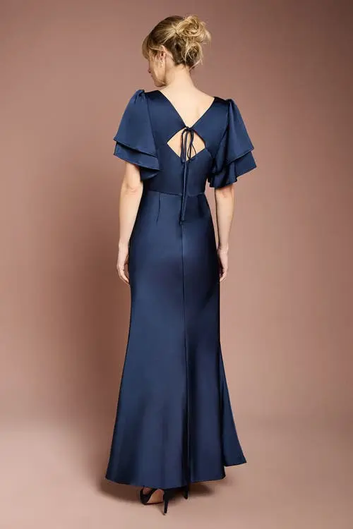 Coast High Neck Crepe Maxi Dress - Navy