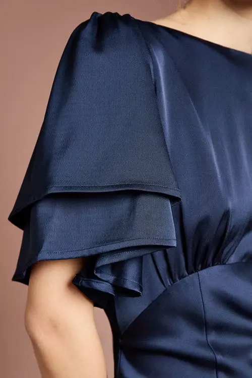 Coast High Neck Crepe Maxi Dress - Navy