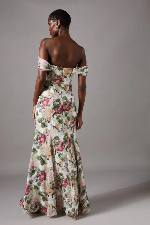 Coast Floral Bardot Maxi Dress - Cream