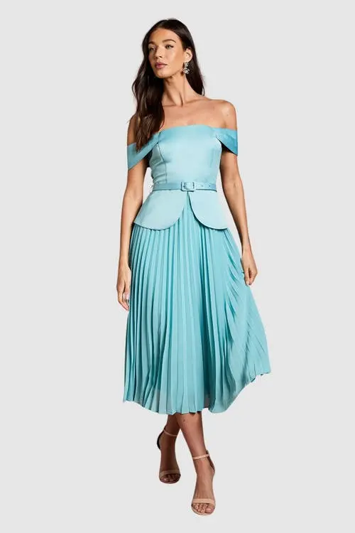 Coast Bardot Fit & Flare Midi Dress - Mint