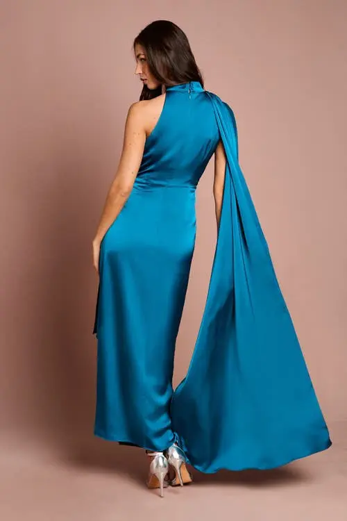 Coast Satin Ruched Waist Cap Midi Dress