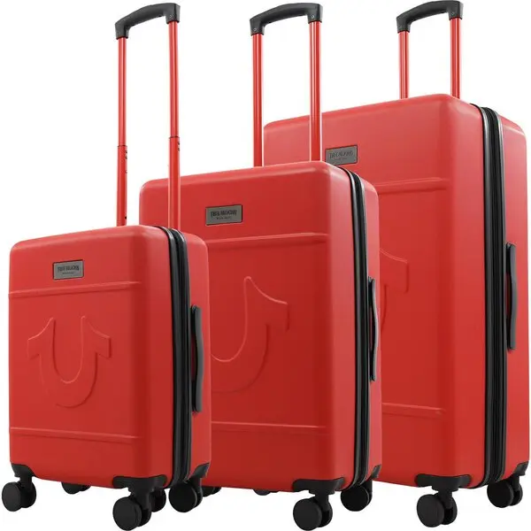 True Religion Molded U 3-piece Hardside Spinner Luggage Set - Red