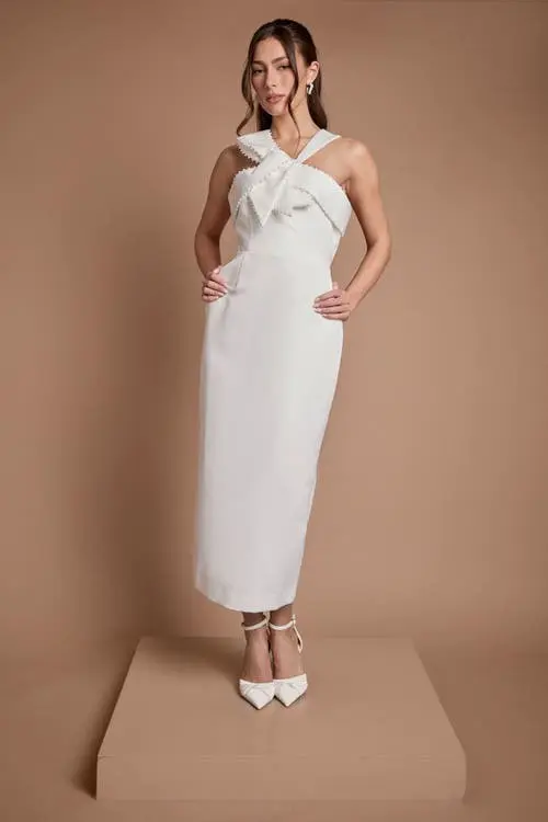 Coast Halterneck Wedding Dress With Cross-over Neckline And Bead Detailing