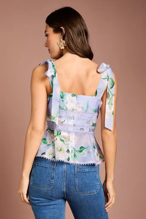 Coast Square Neck Bow Shoulder Peplum Top