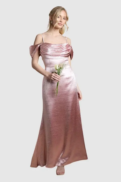 Coast Cowl Neck Bridesmaid Maxi Dress - Blush
