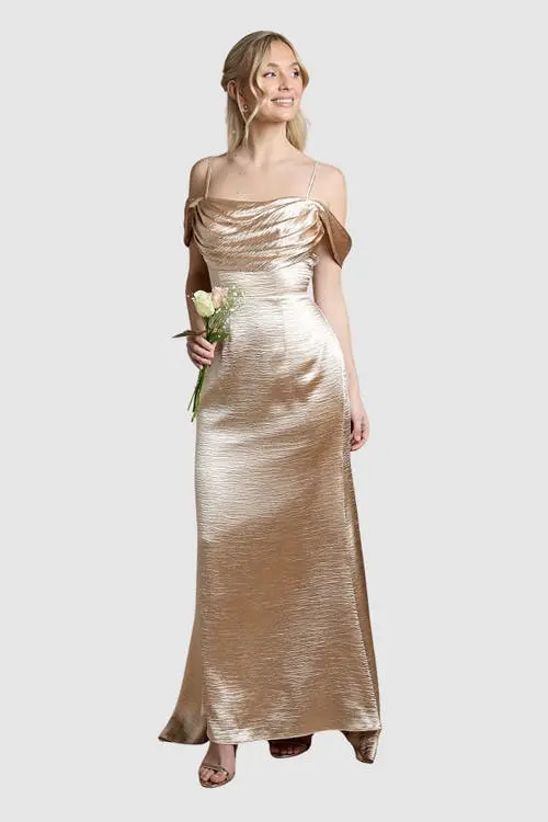 Coast Cowl Neck Bridesmaid Maxi Dress - Champagne