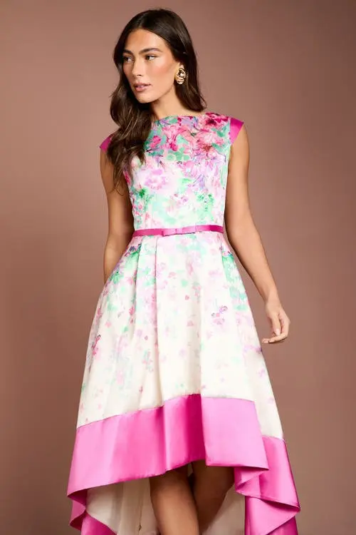 Coast Floral High-low Boat Neck Midi Dress