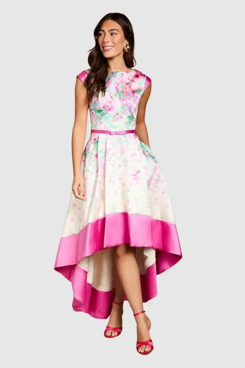 Coast Floral High-low Boat Neck Midi Dress - Ivory
