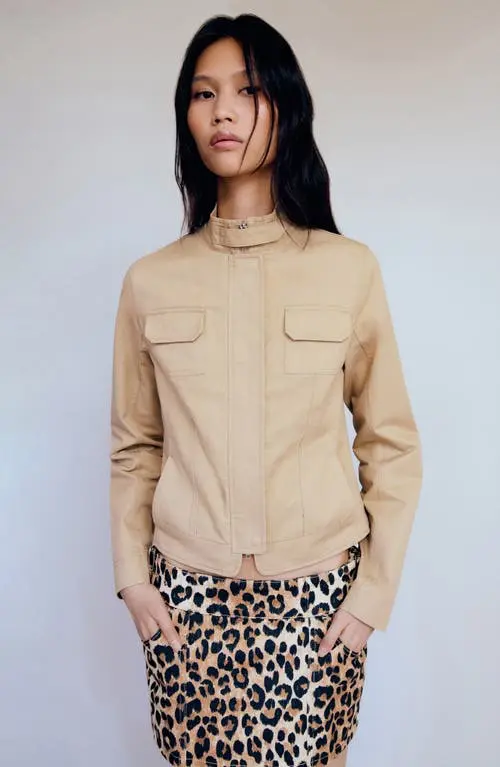 Mango Leopard Print Denim Mini Skirt