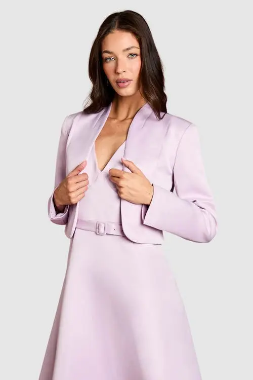 Coast Satin Crop Jacket With Bow Detail