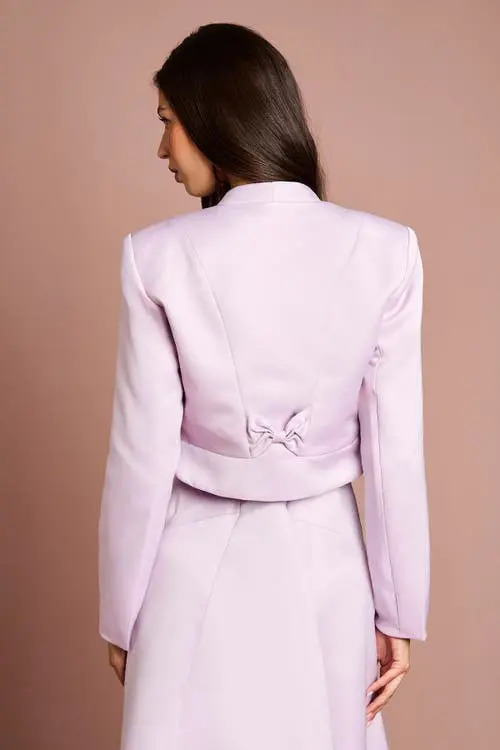 Coast Satin Crop Jacket With Bow Detail
