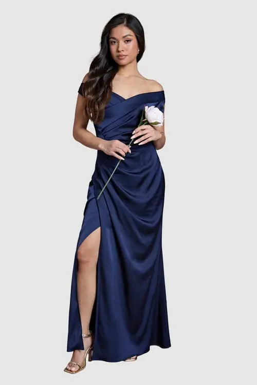 Coast Petite Bardot Maxi Dress - Navy