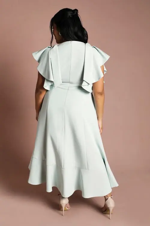 Coast Plus Flutter Sleeve Crepe Midi Dress