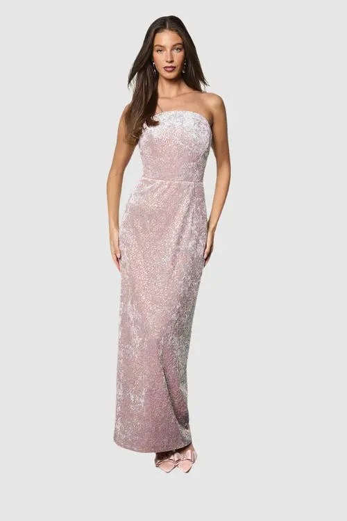 Coast Sequin Bandeau Column Maxi Dress - Pink