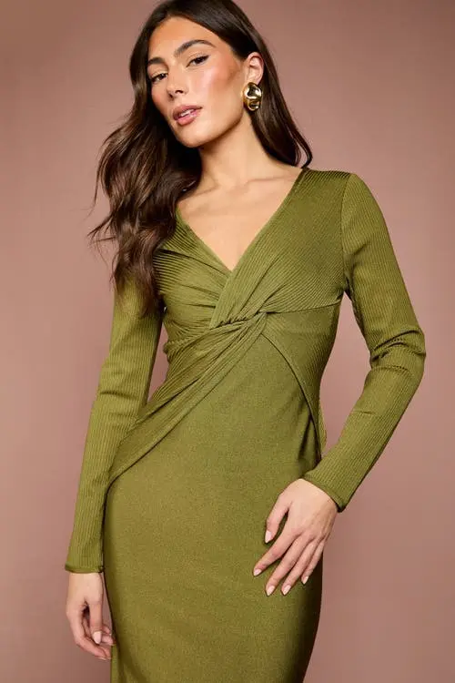 Coast Bandage Twist Front V-neck Midi Dress