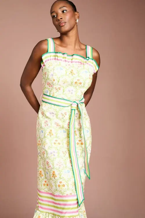 Coast Printed Ruffle Midi Dress