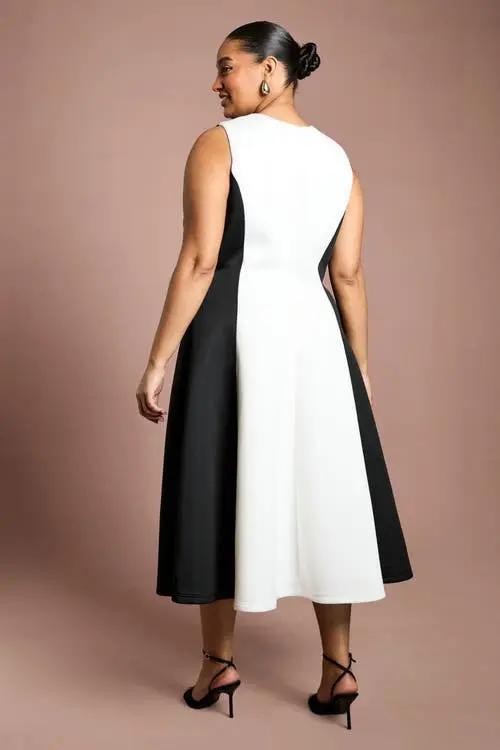 Coast Plus Colour Block Fit Flare Midi Dress