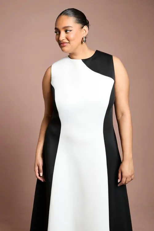 Coast Plus Colour Block Fit Flare Midi Dress
