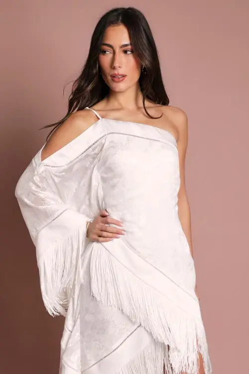 Coast Asymmetric Fringe One-shoulder Mini Dress