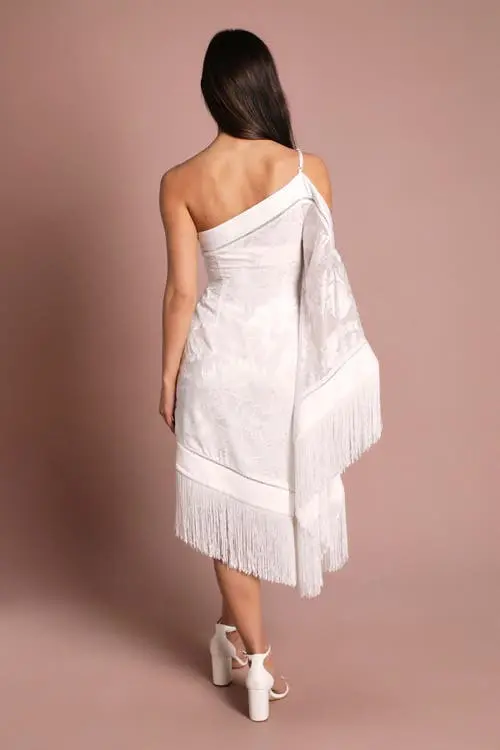 Coast Asymmetric Fringe One-shoulder Mini Dress