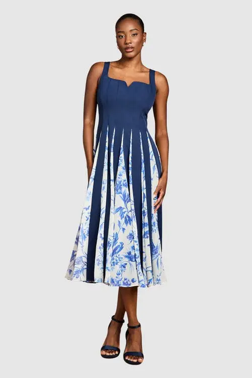 Coast Printed Crepe Midi Dress - Navy