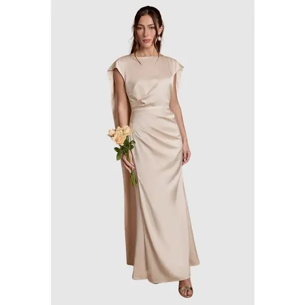 Coast Satin Tie Back Maxi Dress - Champagne