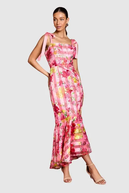 Coast Printed Organza Bow Maxi Dress