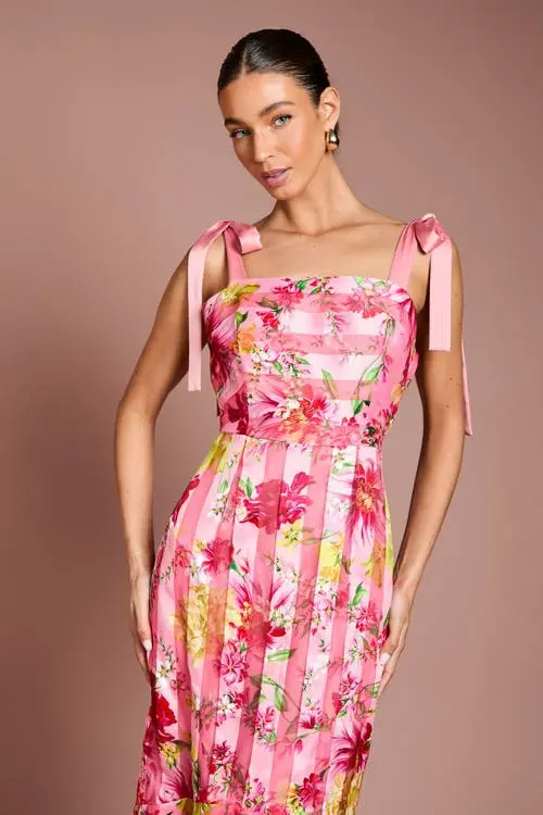 Coast Printed Organza Bow Maxi Dress