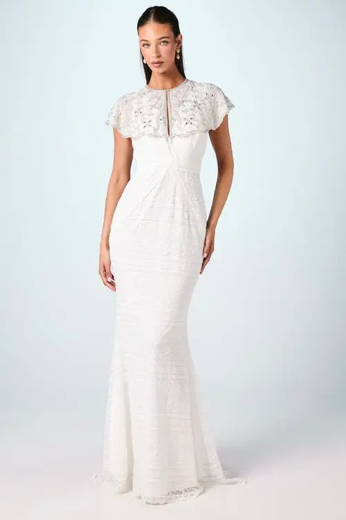 Coast Embellished Beaded Bridal Cape