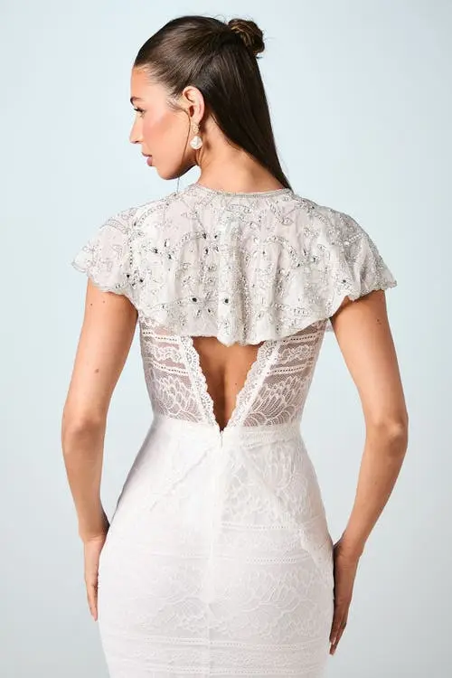 Coast Embellished Beaded Bridal Cape
