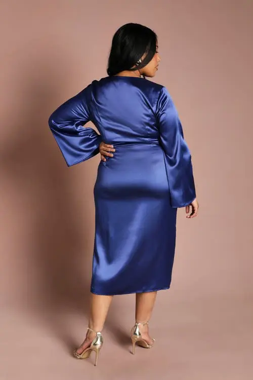 Coast Plus Satin Flared Sleeve Wrap Dress