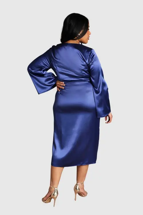 Coast Satin Flared Sleeve Wrap Dress