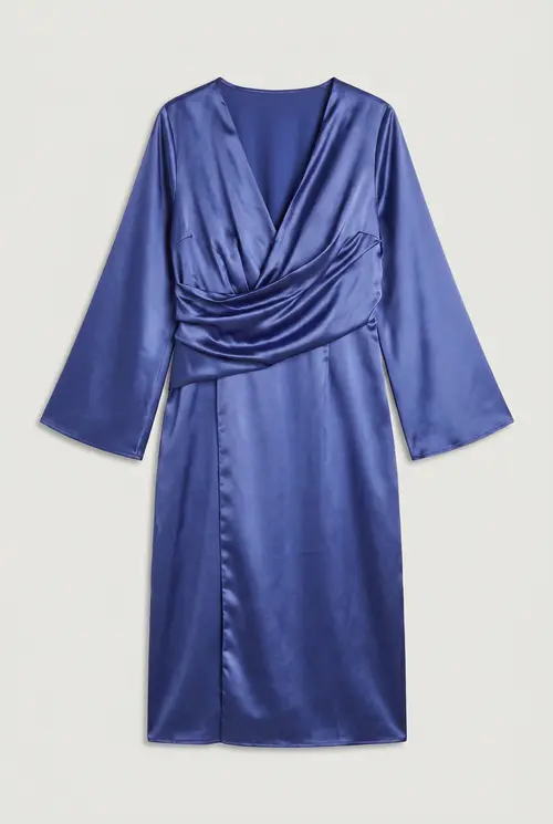 Coast Satin Flared Sleeve Wrap Dress