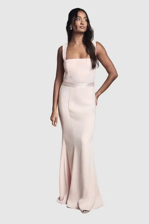 Coast Square Neck Satin Maxi Dress - Blush