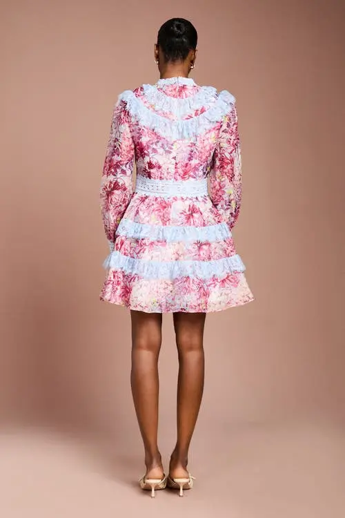 Coast Floral Lace Trim Mini Dress