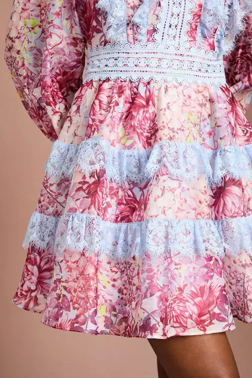 Coast Floral Lace Trim Mini Dress