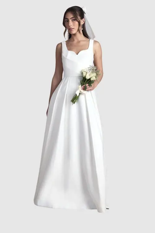 Coast Pleated Satin Maxi Dress - Ivory