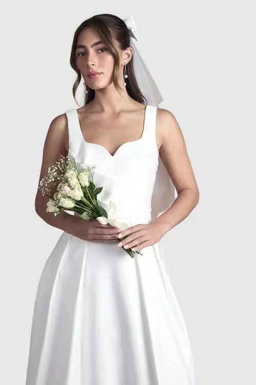 Coast Pleated Satin Maxi Gown