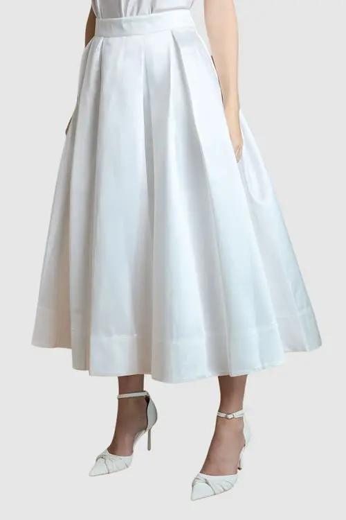Coast Bridal Pleated Midi Skirt - Ivory