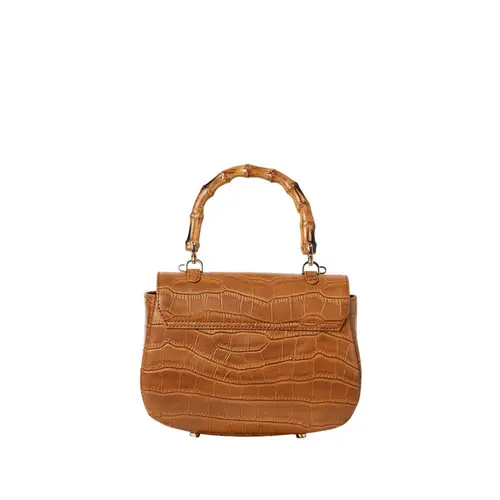 SARAH STEWART The Chloe Leather Handbag - Brown Croc