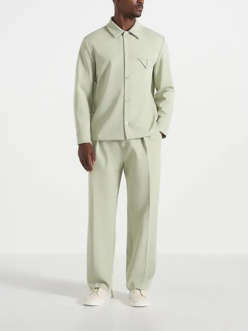 Manière De Voir Leo Hatched Overshirt - Sage