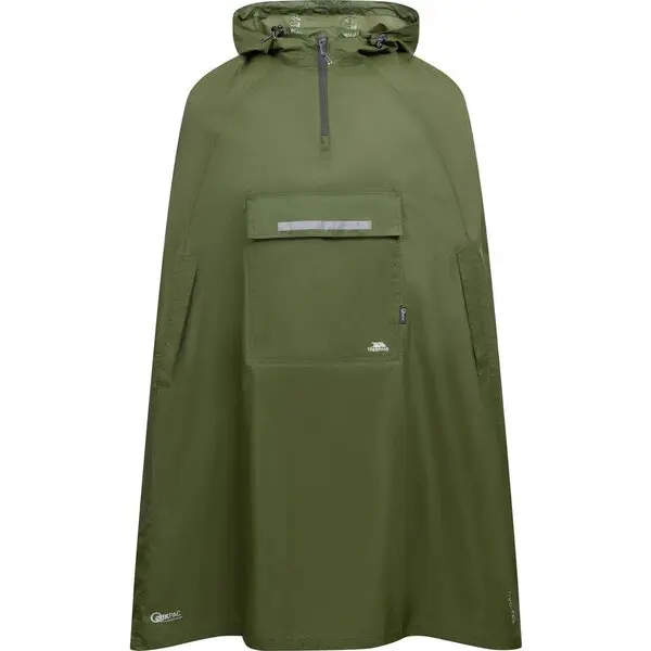 TRESPASS Qikpac Hooded Waterproof Packaway Poncho - Moss