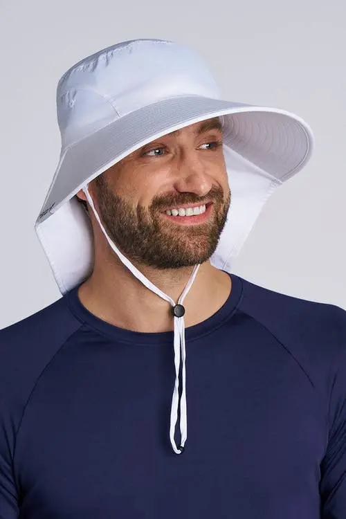 Coolibar Safeshade Wide Brim Sun Hat With Neck Flap - White