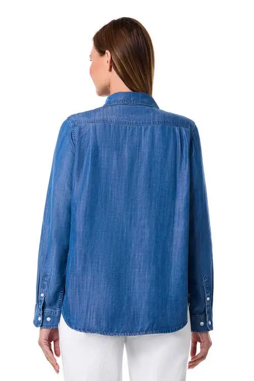 Coolibar Peninsula Chambray Long Sleeve Shirt - Light Indigo Chambray
